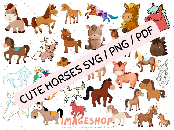 Cute Horse Svg Cute Horses Png Clipart PDF Cute Horse - Etsy UK