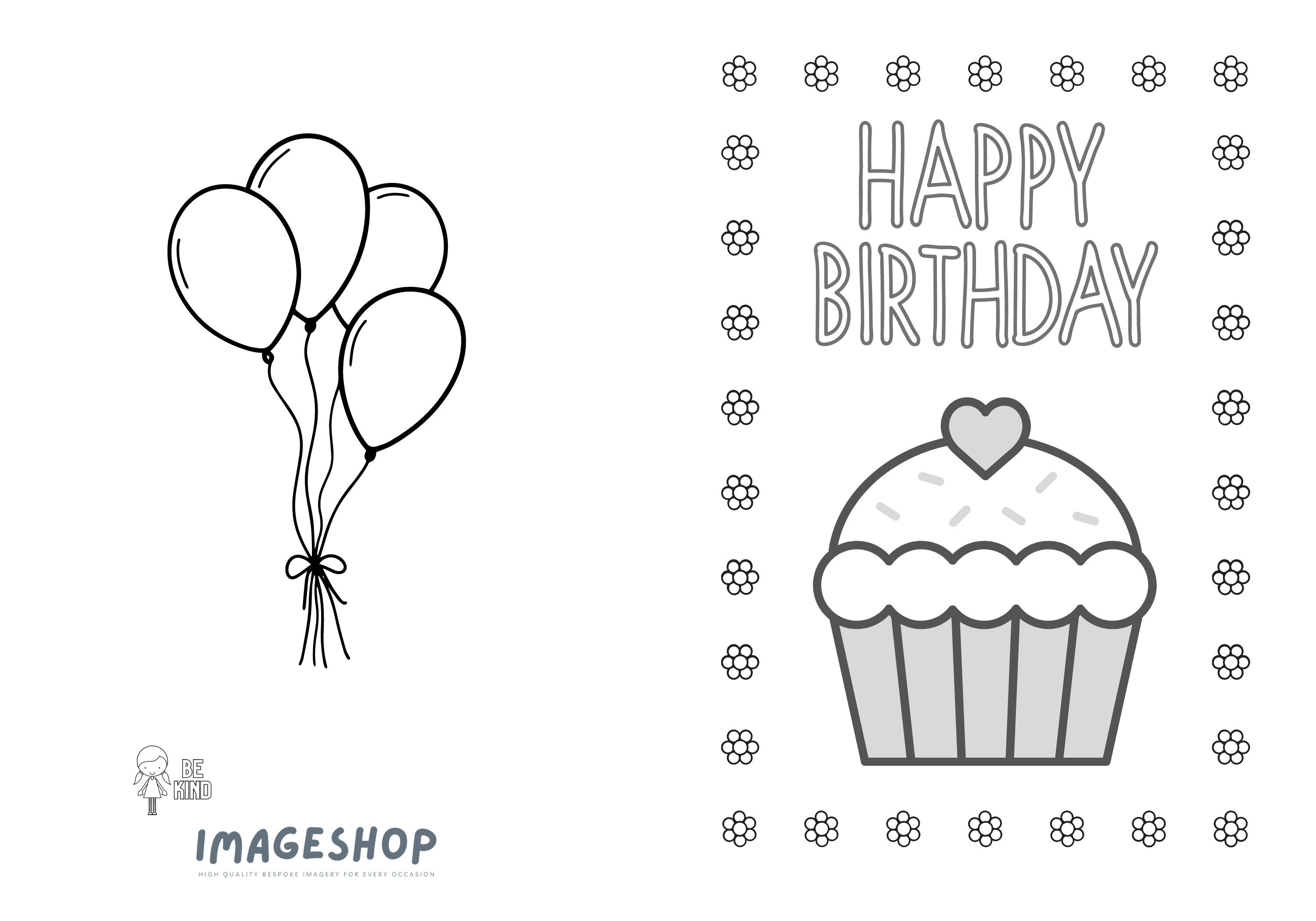 Birthday Card, Happy Birthday, Colour in Card, Instant Download ...