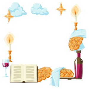 Shabbat Jewish Icons Clip Art, Jewish PNG, Shabbat Celebration, Hebrew ...