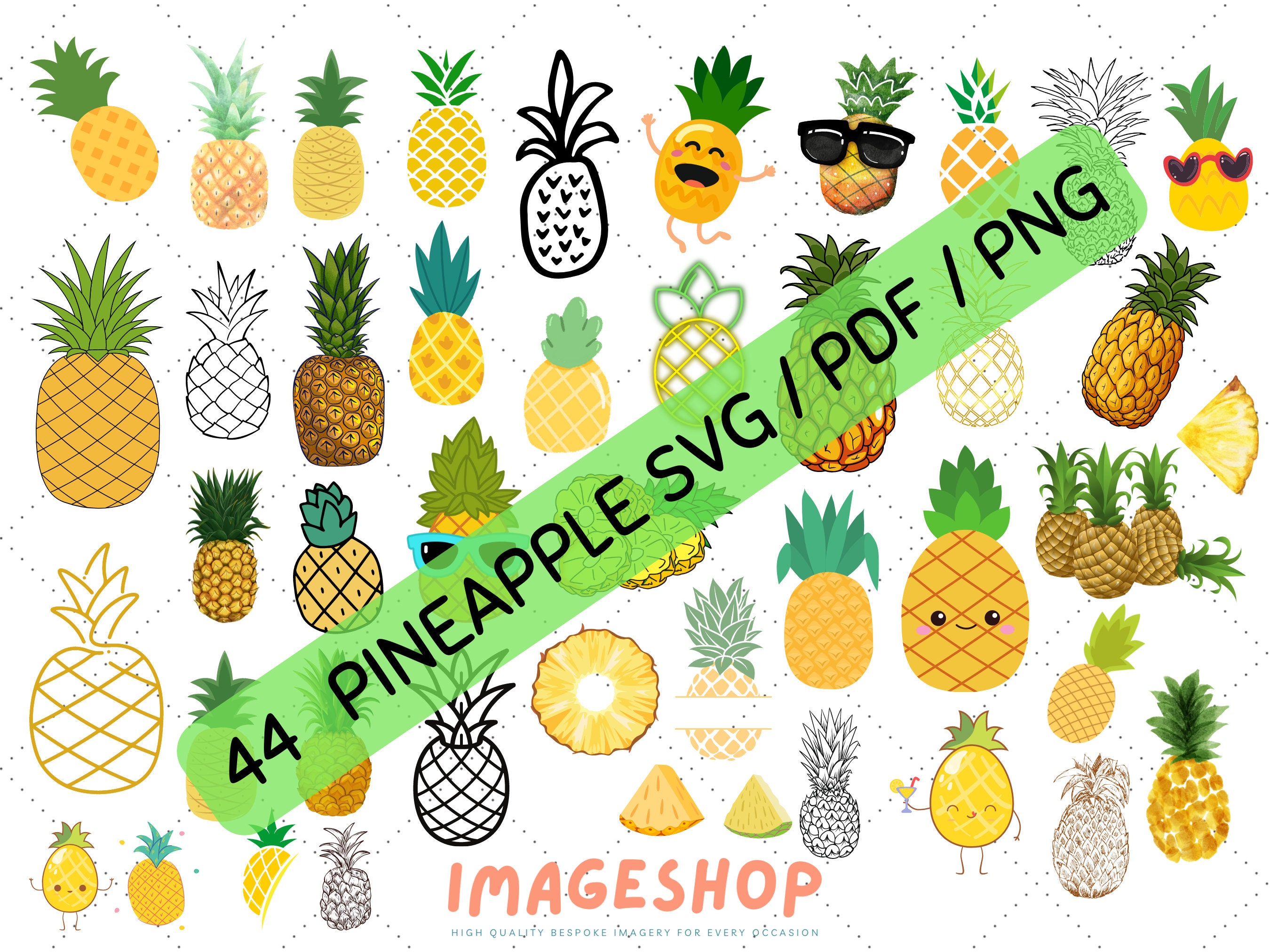 44 Pineapple SVG / PNG / PDF / Clipart Downloadable Digital - Etsy