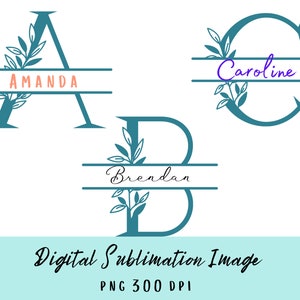 Split Letter Leafs Monogram, Monogram SVG, Cricut SVG, Split Monogram ...