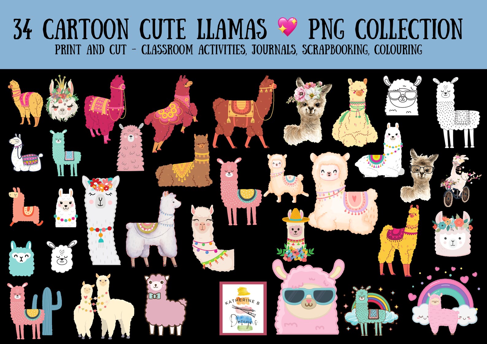 34 Llama Clip Art, Digital Download, Printable Images, PNG, Images ...