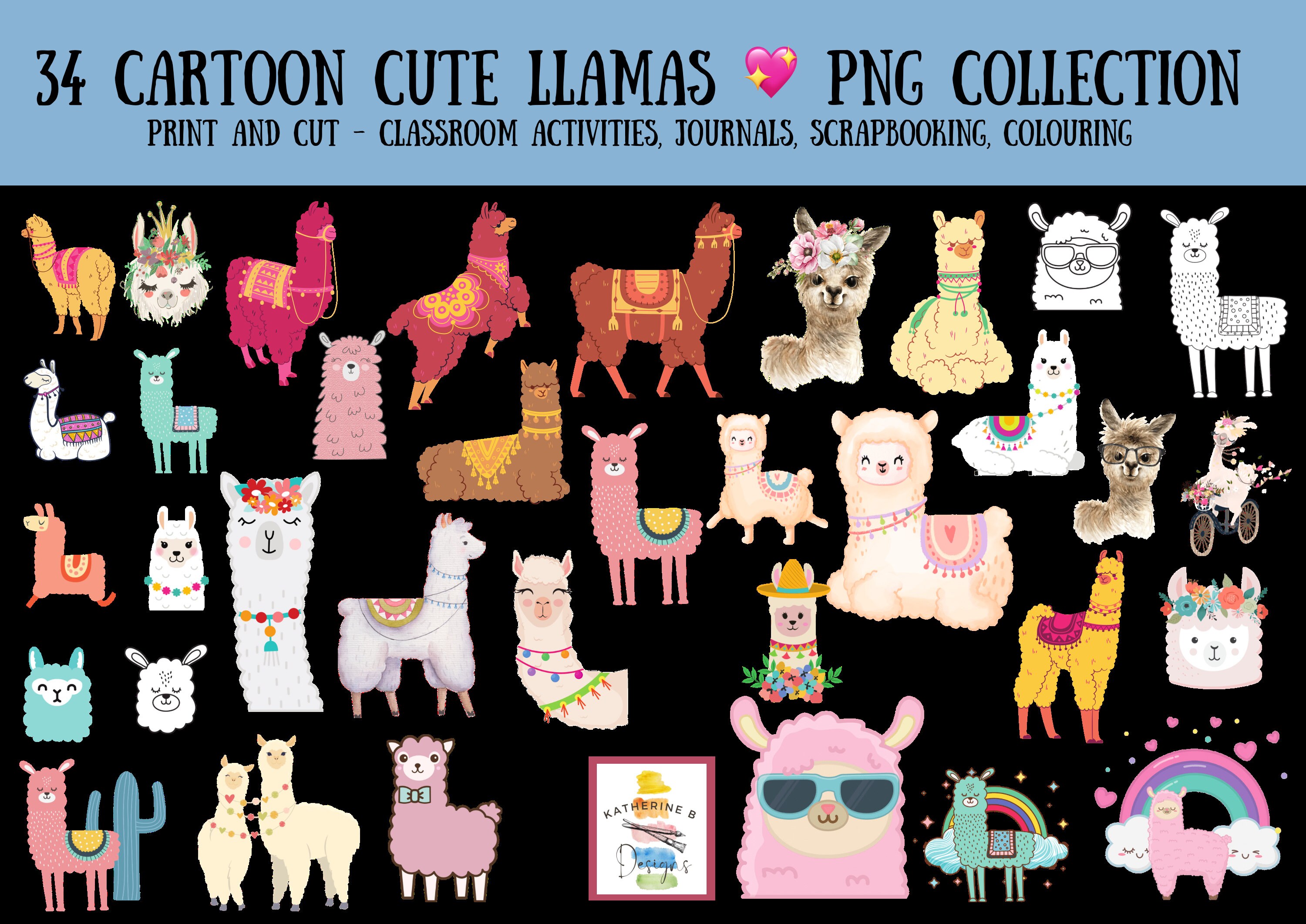 34 Llama Clip Art, Digital Download, Printable Images, PNG, Images ...