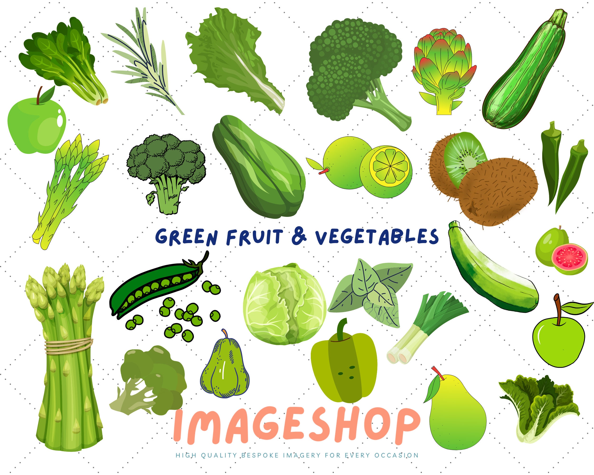 Green Fruits And Vegetables Cliparts