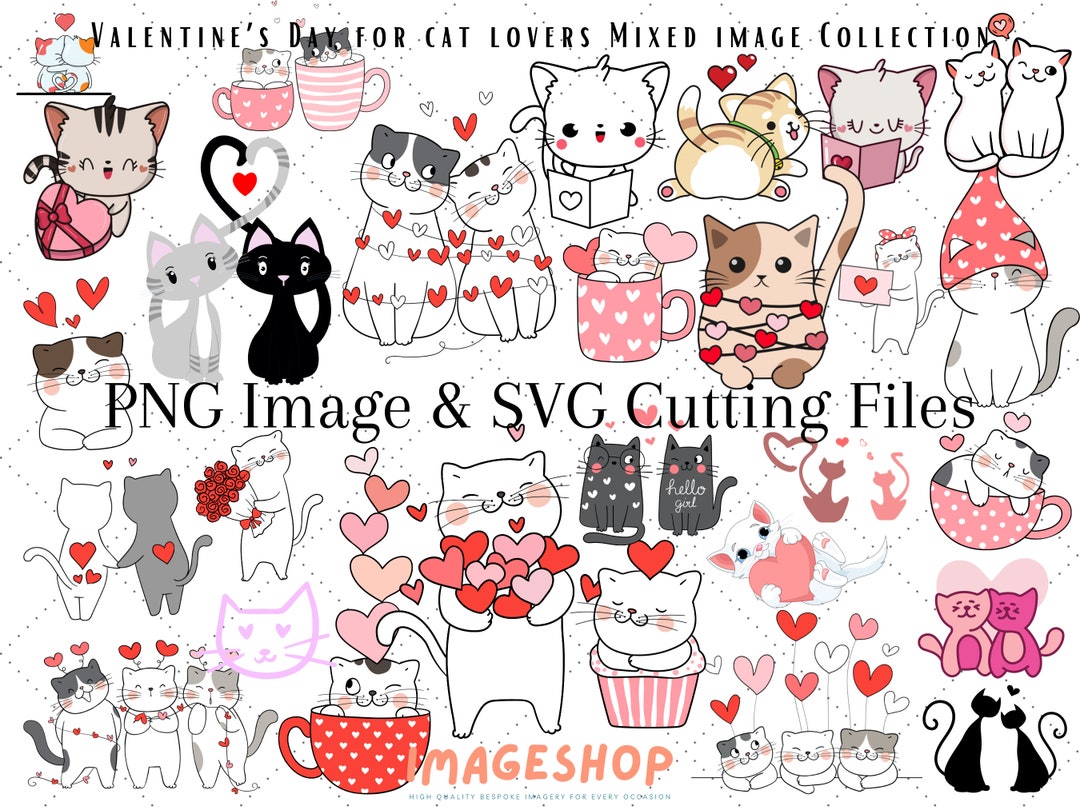 28 Valentines Day Cat Clip Art Svg Png, Cat Lovers, Cat Gifts, Cat Svg ...