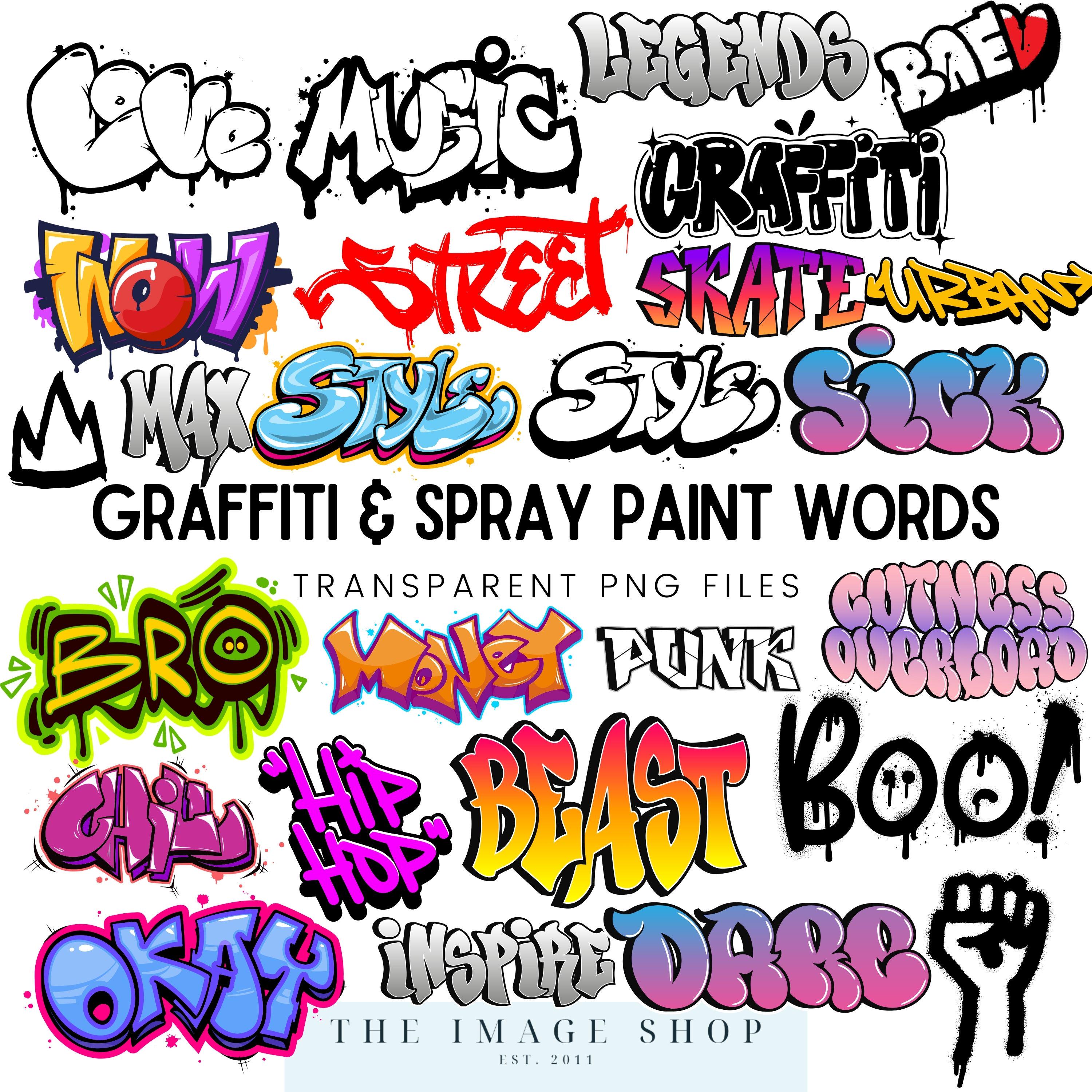 Graffiti Words Clip Art, Spray Paint Clipart, Digital Download ...