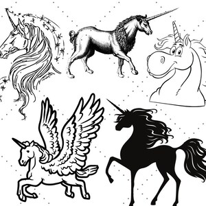 Unicorn Outline Black Line Svg Unicorn Png Clipart PDF, Unicorn Clipart ...