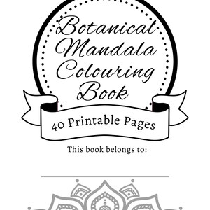 Botanical Mandala Colouring Printable, Adult Colouring, Mandala ...