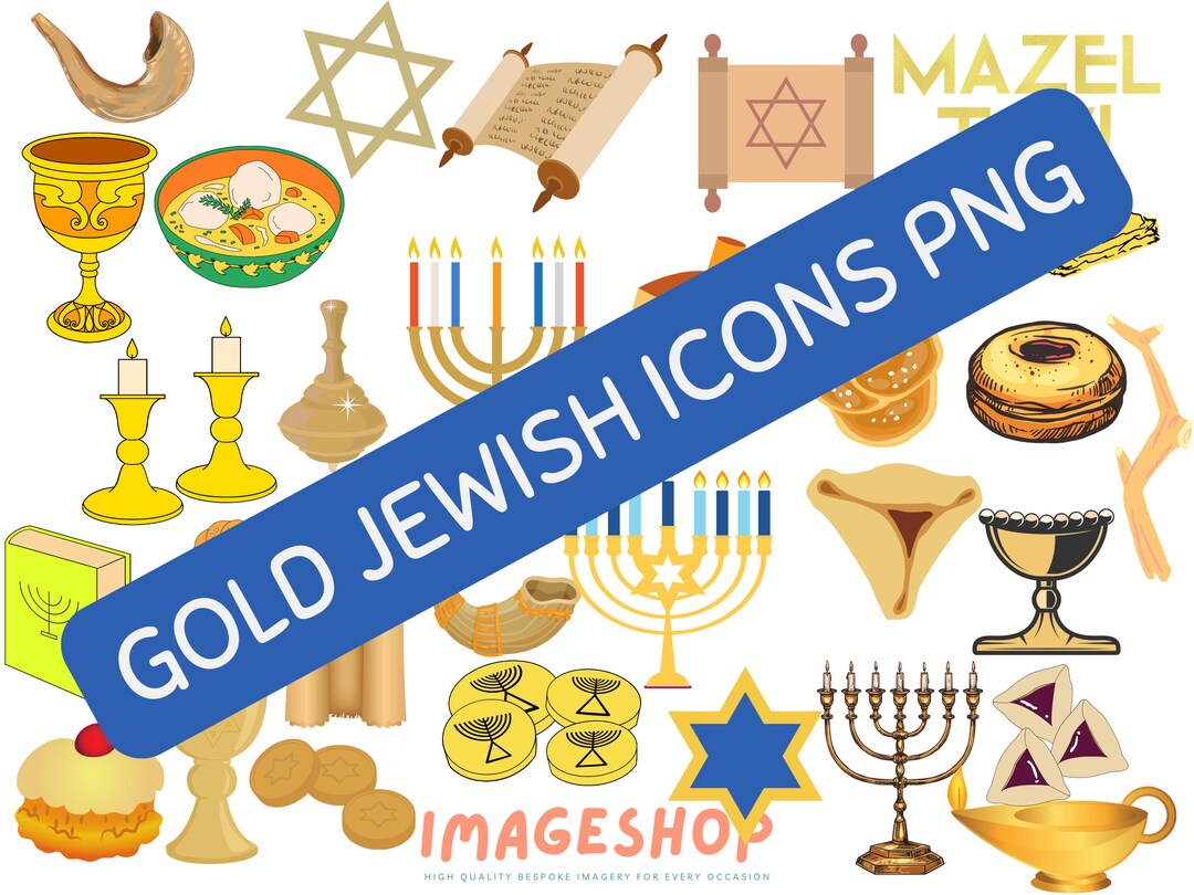 Jewish Icons Gold Aesthetic Clip Art, Downloadable Digital Images ...