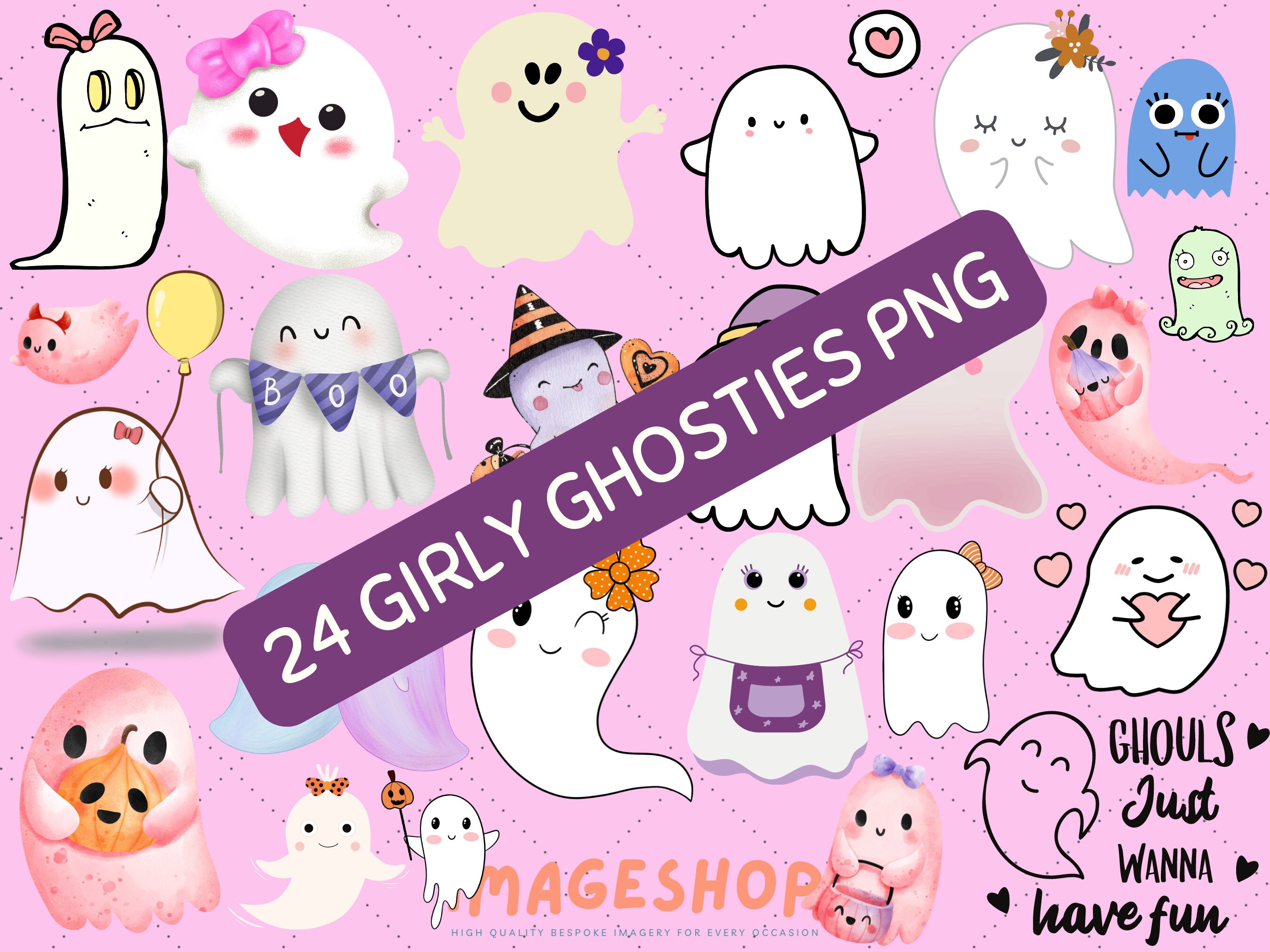 24 Girly Ghosts PNG Ghosts Png Halloween Clipart Halloween Sublimation ...