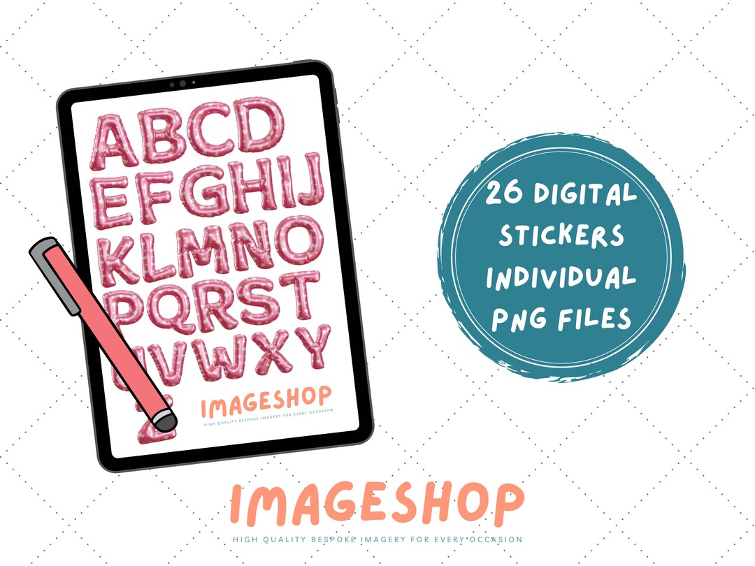 Pink Balloon Alphabet Stickers: PNG Clipart (digital Download) - Etsy