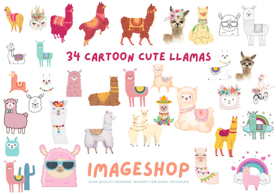 34 Llama Clip Art Digital Download Printable Images PNG - Etsy