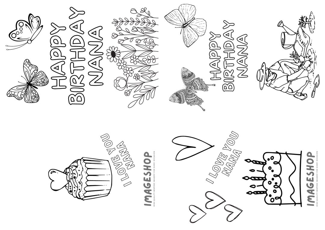 Birthday Card, Happy Birthday, Colour in Card, Instant Download ...