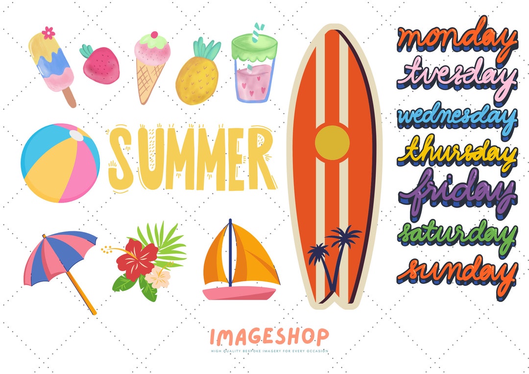 Summer, Digital Sticker, Digital Download, Digital Planner Stickers ...