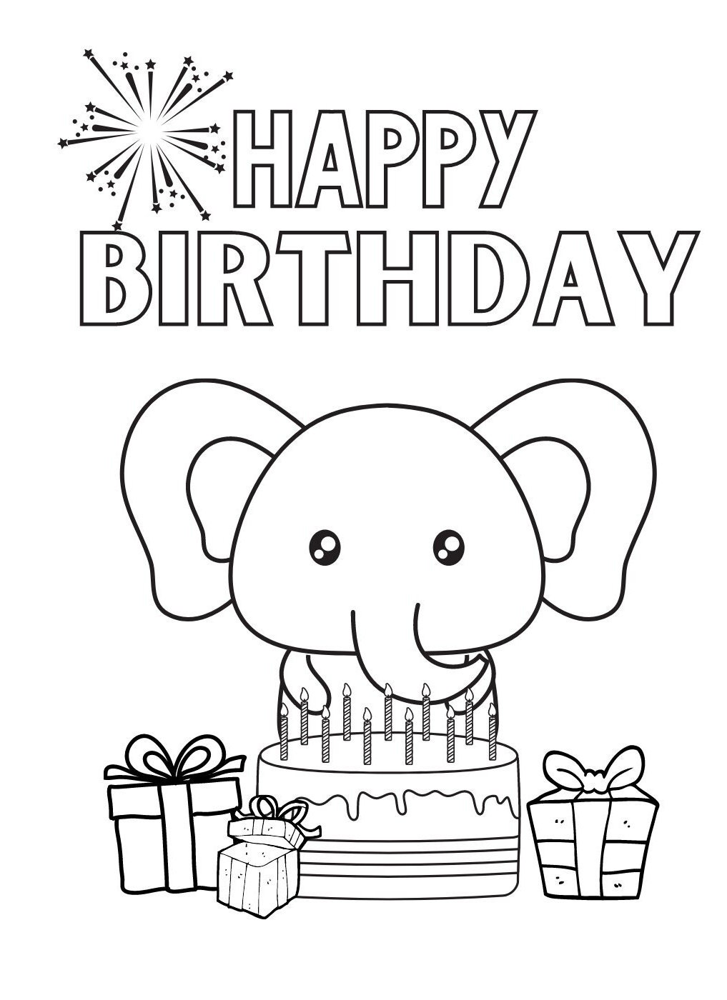 Birthday Card Happy Birthday Colour in Card Instant - Etsy