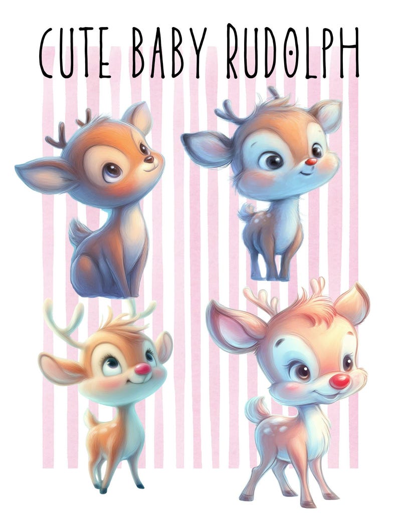 Rudolph the Red-nosed Reindeer Clip Art Sublimation Images, 4 X Png ...