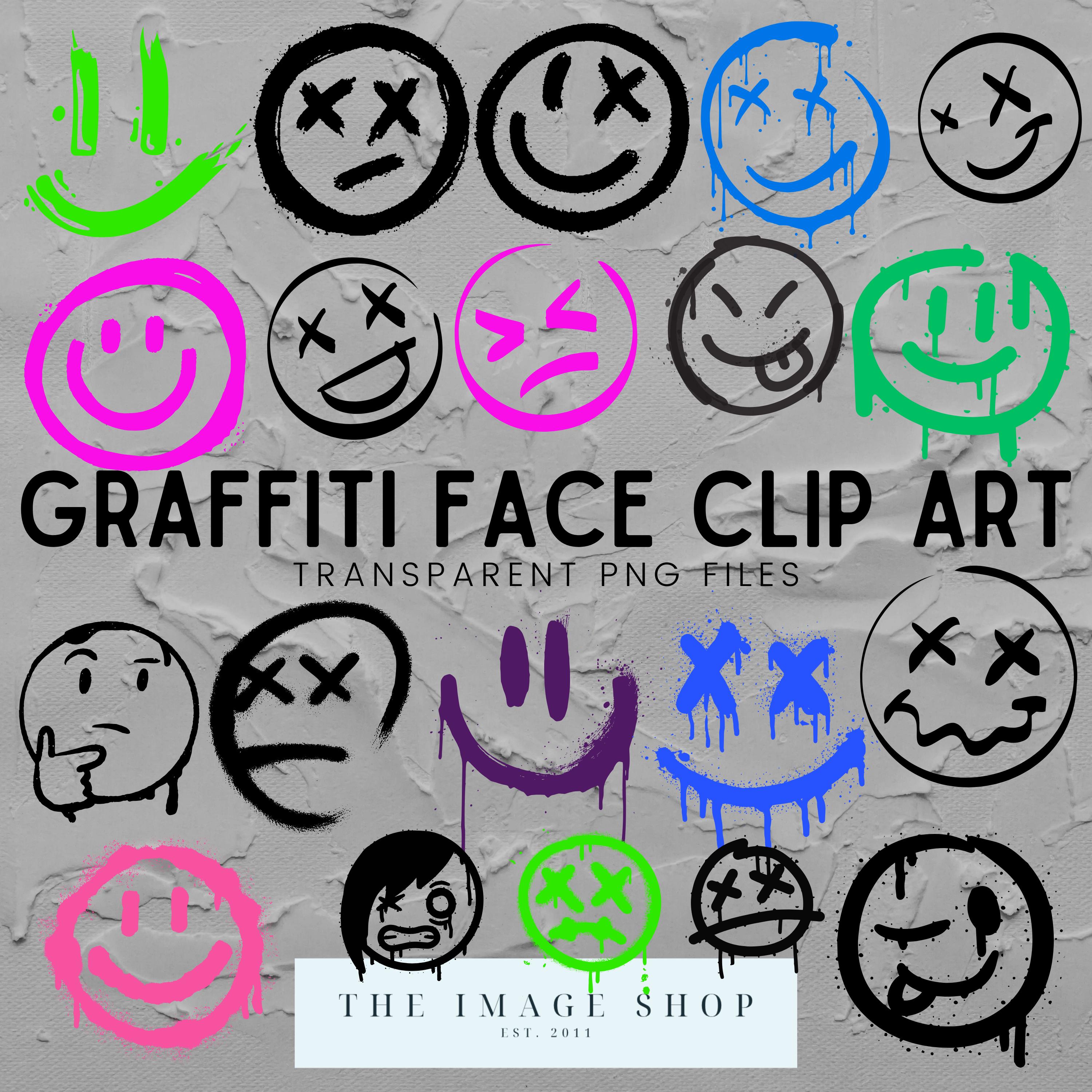 Graffiti Faces Spray Paint Clip Art, Digital Download, Printable Images ...