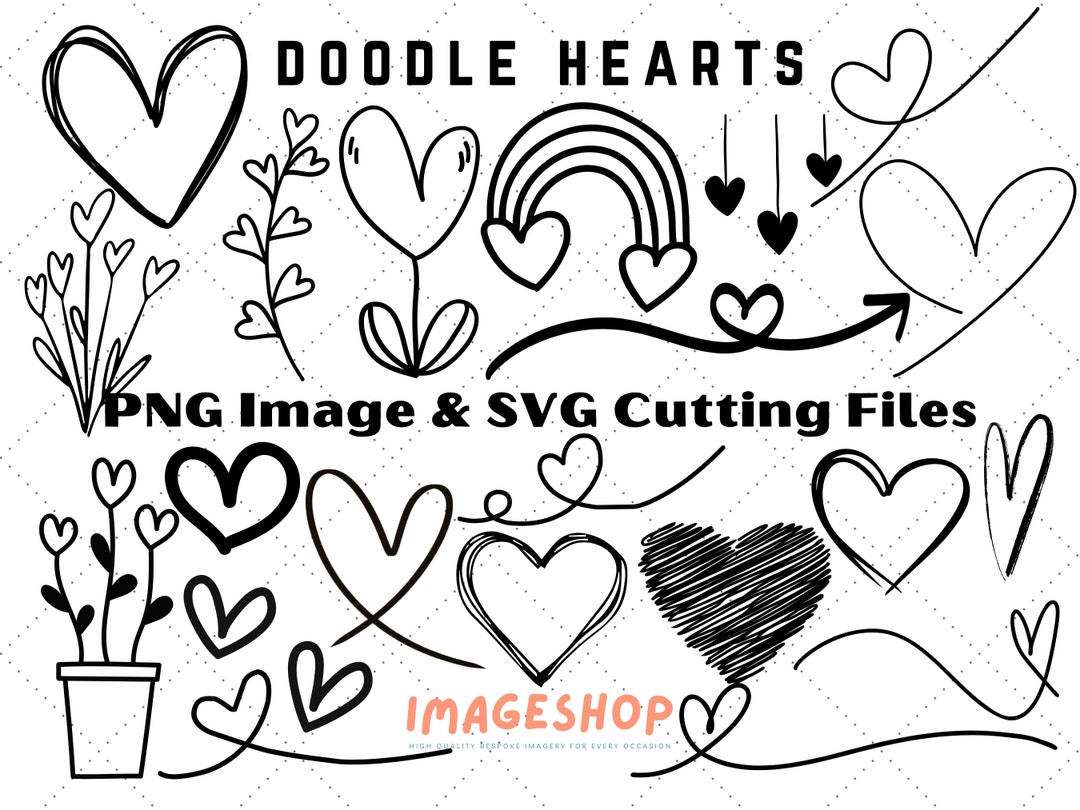 22 Doodle Hearts Clip Art Svg Png, Heart Pictures, Heart Sublimation ...