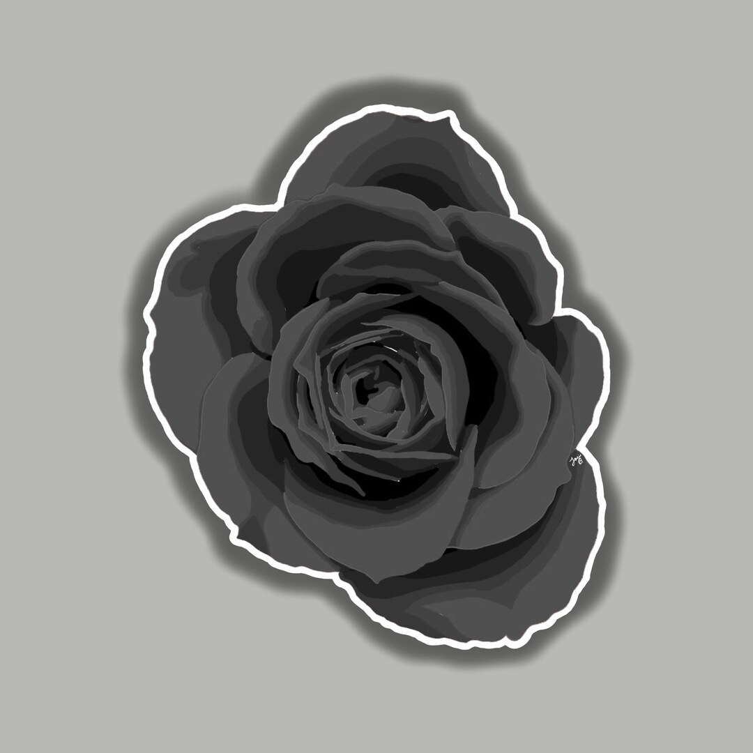 Matte Black Rose Vinyl Sticker - Etsy