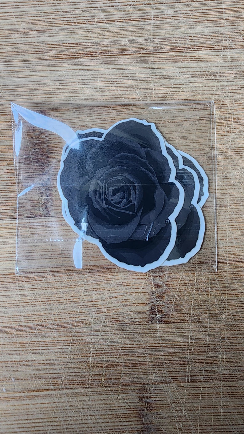 Matte Black Rose Vinyl Sticker - Etsy