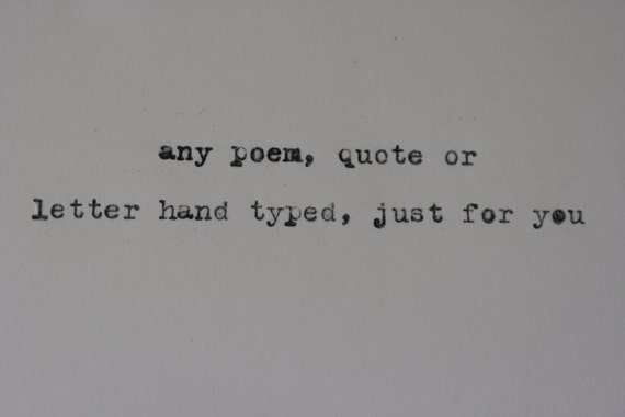 Custom Poem Verse Letter Quote A4 Art Card Vintage Typewriter - Etsy