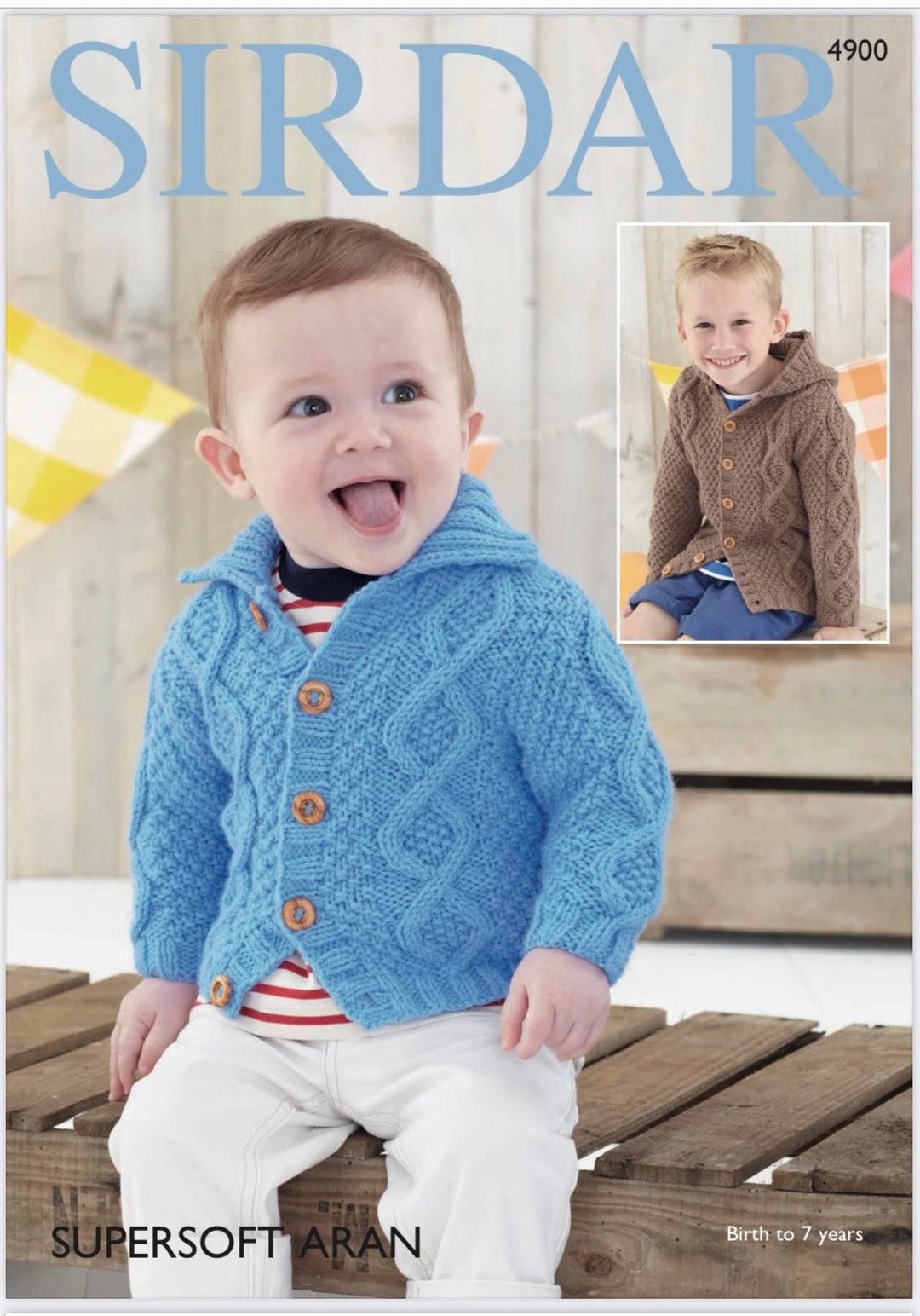 Sirdar 4900, Aran Knitting Pattern, Child 0-7 Years, Child Cardigan ...