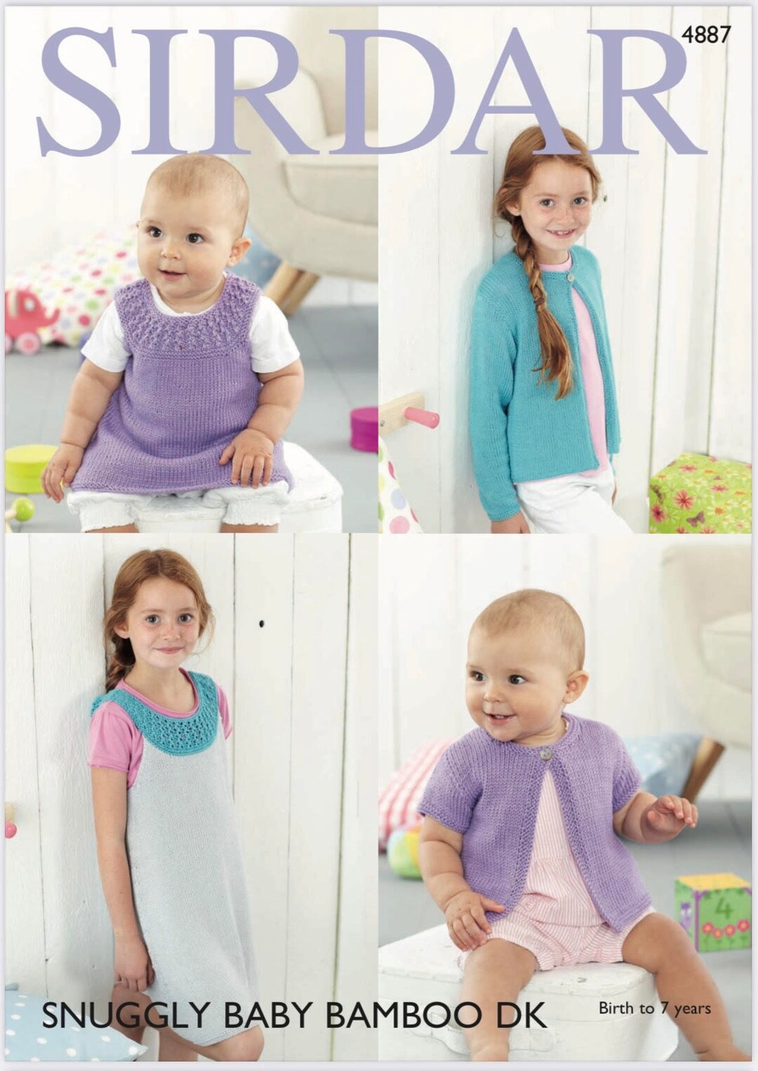 Sirdar 4887, DK Knitting Pattern, Girls Cardigan Pattern, Child 0-7 Yrs ...