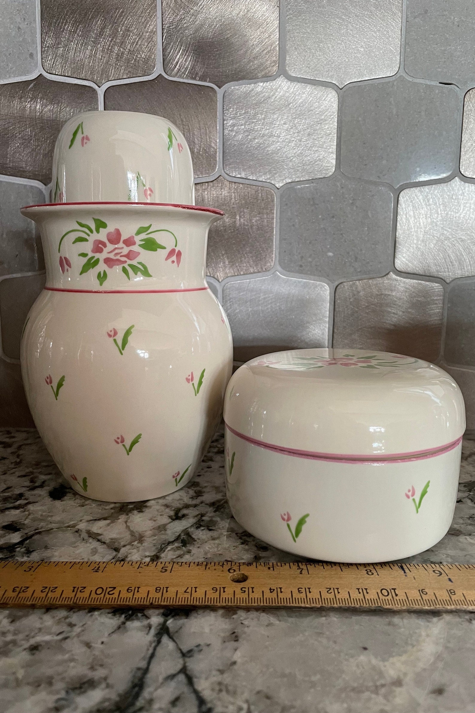 Vintage Teleflora Water Carafe & Powder Dish - Etsy