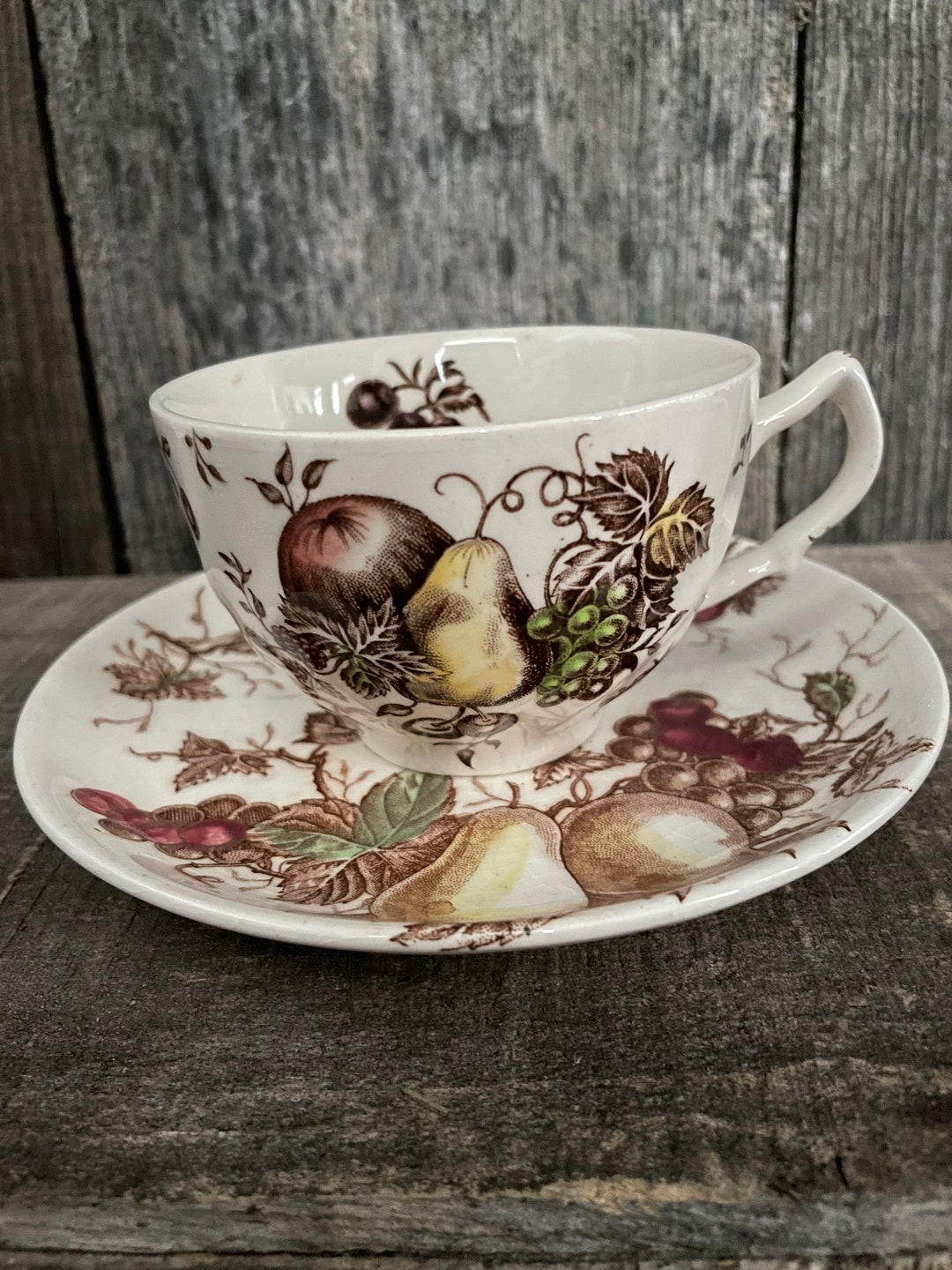 Nasco Fruit Arbor Plate W/ English Tea Cup - Etsy