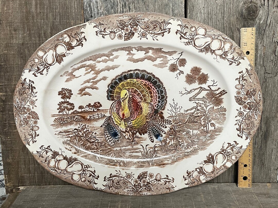 Vintage Transferware Turkey Platter - Etsy