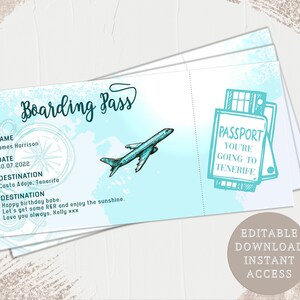 Printable Boarding Pass Boarding Card Plane Ticket Holiday - Etsy UK