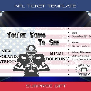 NFL Ticket American Football Ticket NFL Ticket Template - Etsy