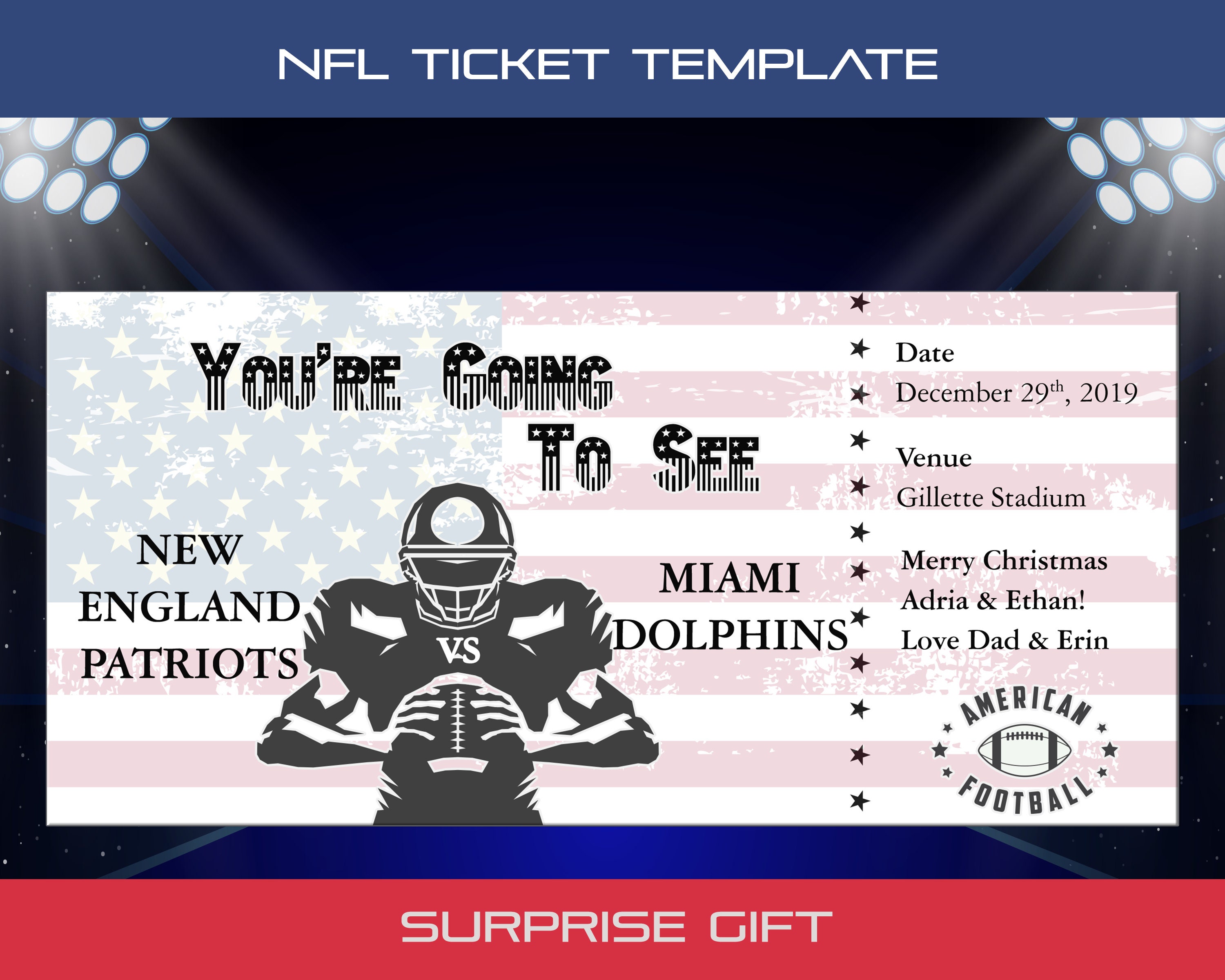 NFL Ticket American Football Ticket NFL Ticket Template - Etsy
