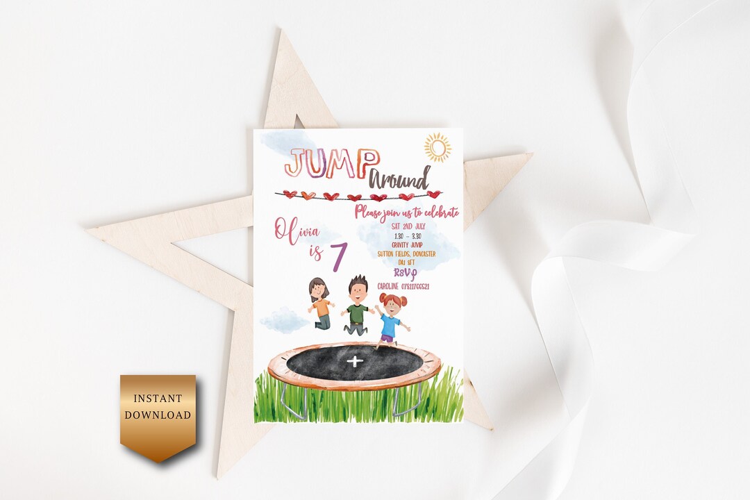 INSTANT DOWNLOAD - Trampoline Party, Bouncy Castle Party Invitation ...
