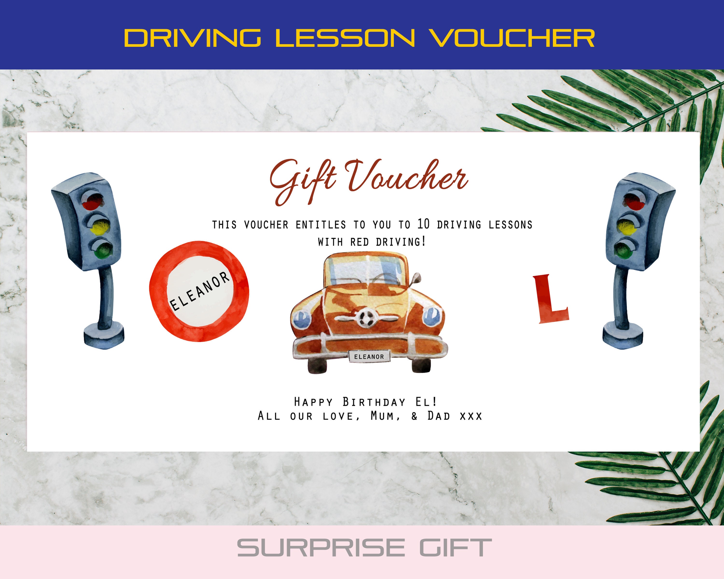 Surprise Gift Driving Lesson Voucher Driving Gift 17th | Etsy UK