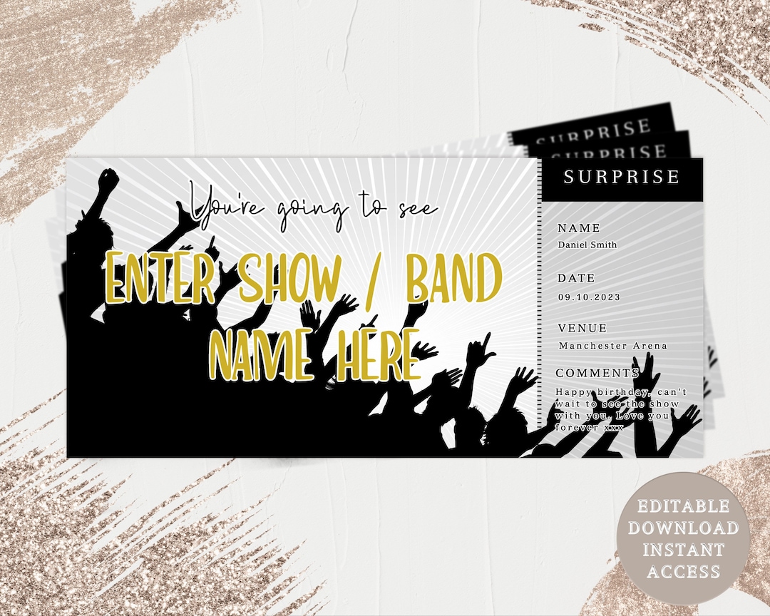 Concert Ticket, SURPRISE Gift, Ticket Template, Rock Concert, Band ...
