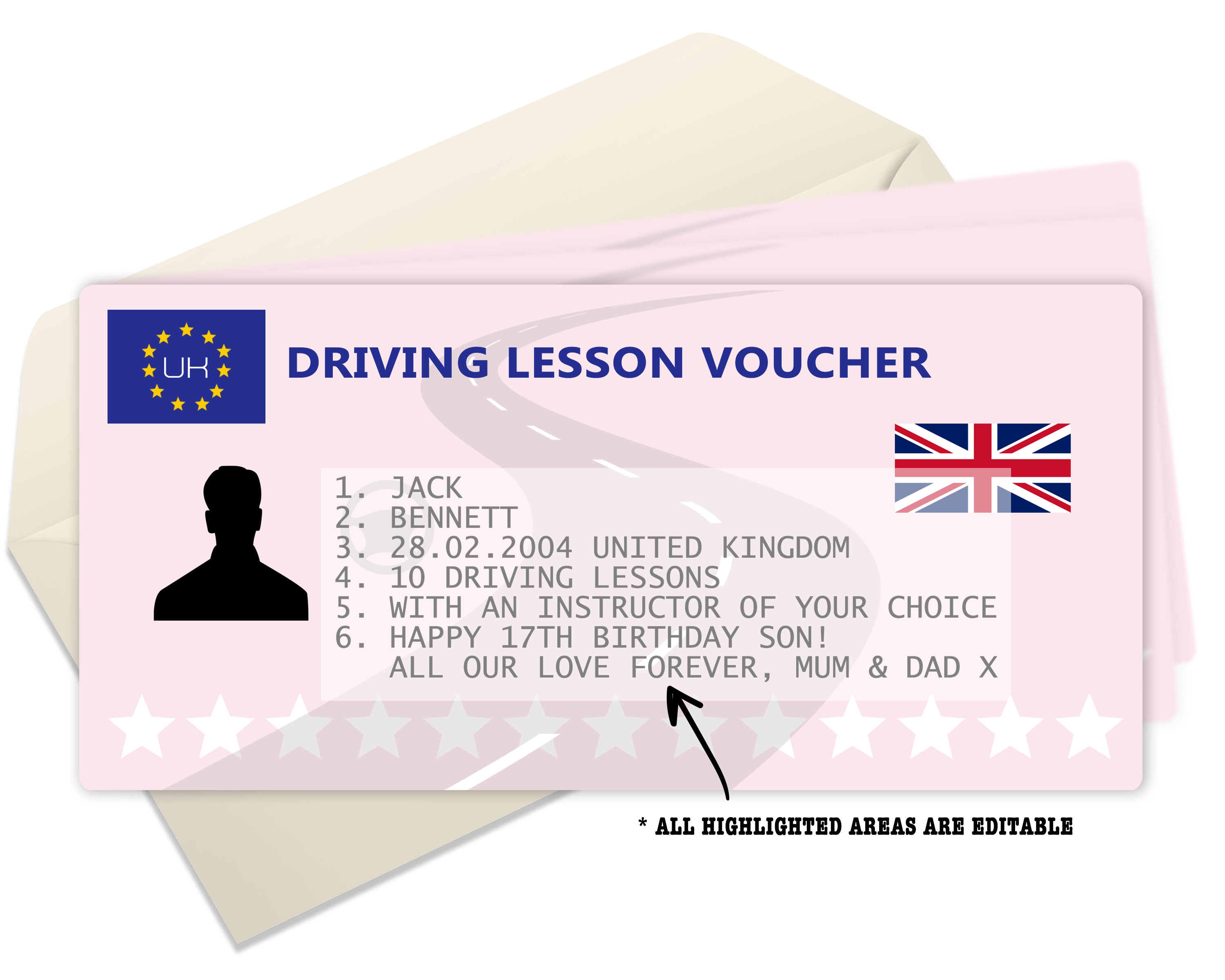 Voucher Template Driving Lesson Voucher Driving Gift 17th - Etsy UK