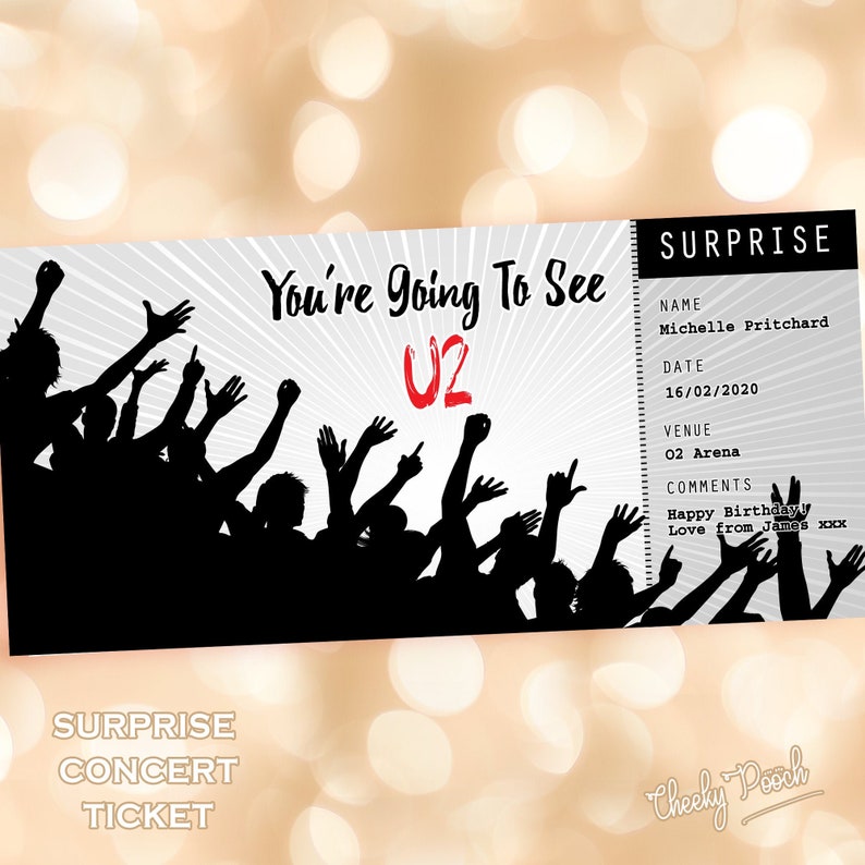 Concert Ticket SURPRISE gift Ticket template Rock concert | Etsy