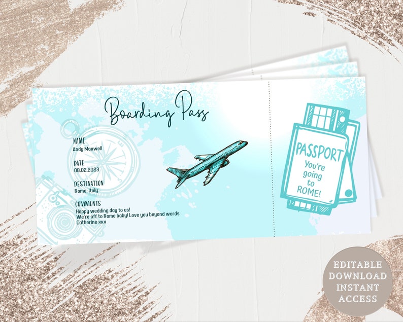Printable Boarding Pass Boarding Card Plane Ticket Holiday - Etsy