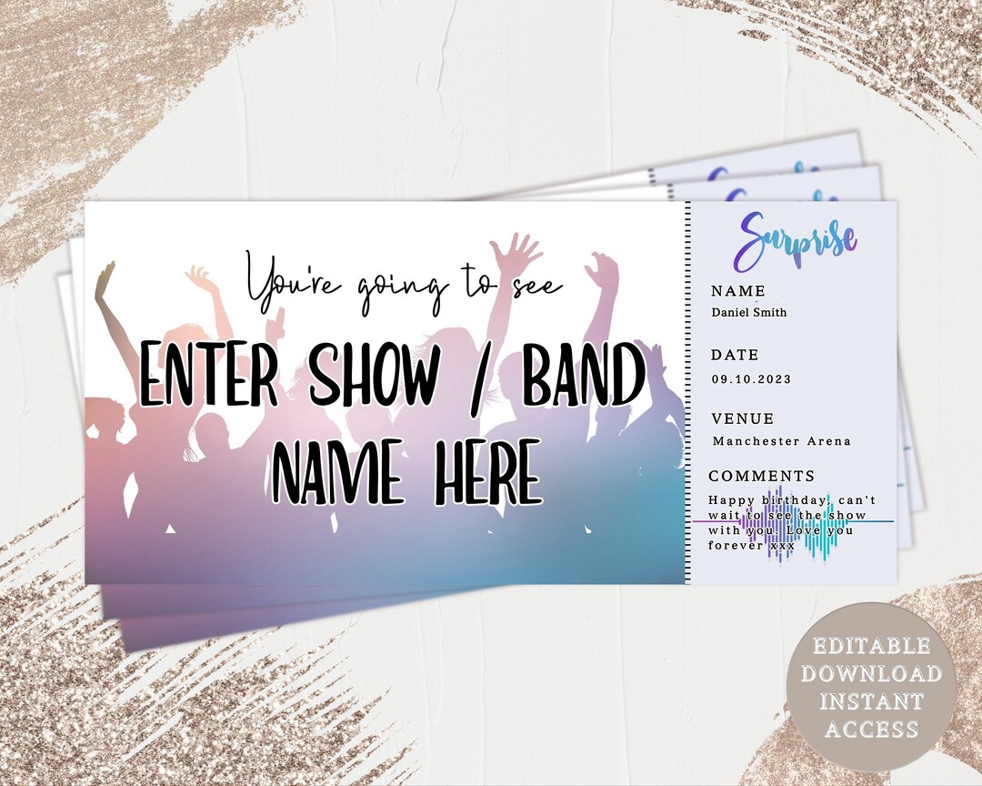 Electronic Music Concert Ticket, SURPRISE Gift, Ticket Template, Dance ...