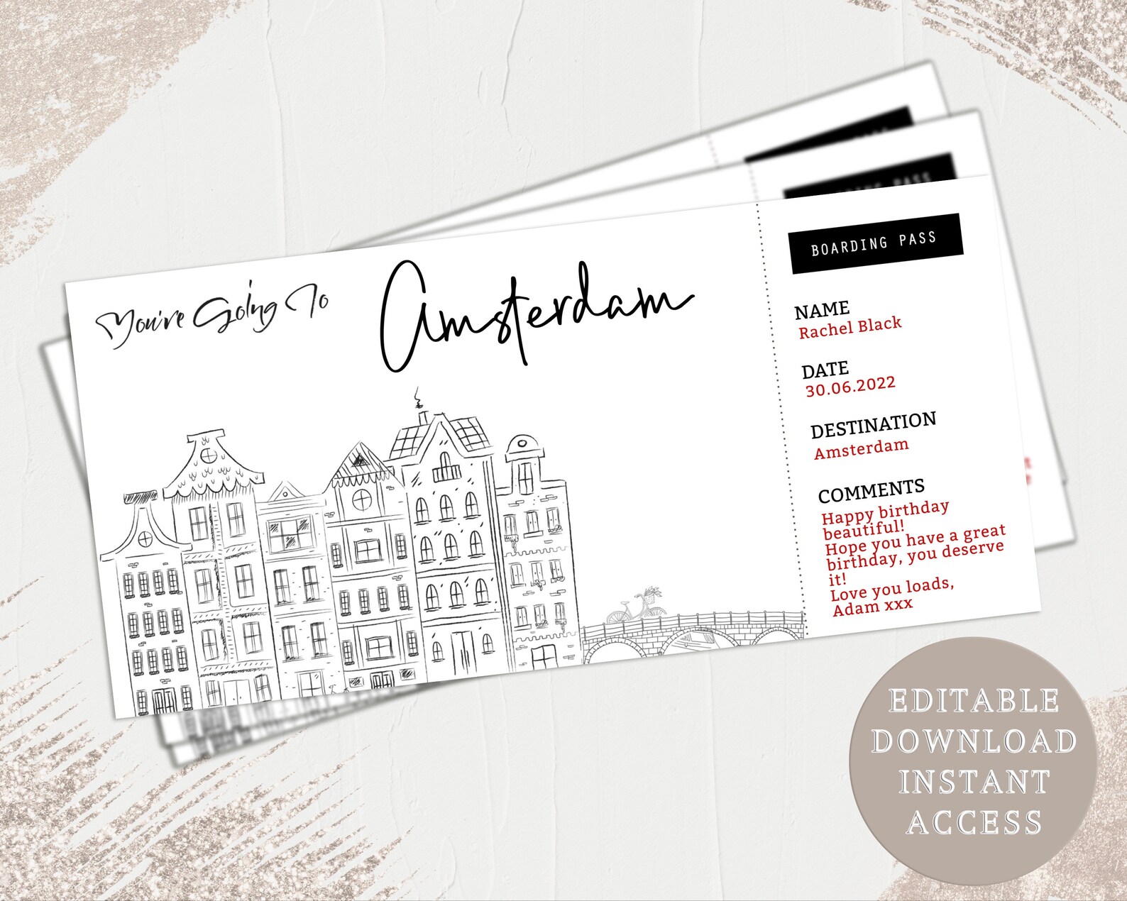 Printable Amsterdam Break Ticket Surprise Gift Ferry Ticket - Etsy