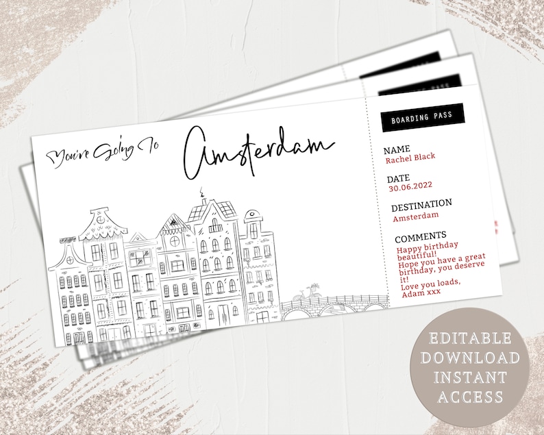 Printable Amsterdam Break Ticket Surprise Gift Ferry Ticket - Etsy