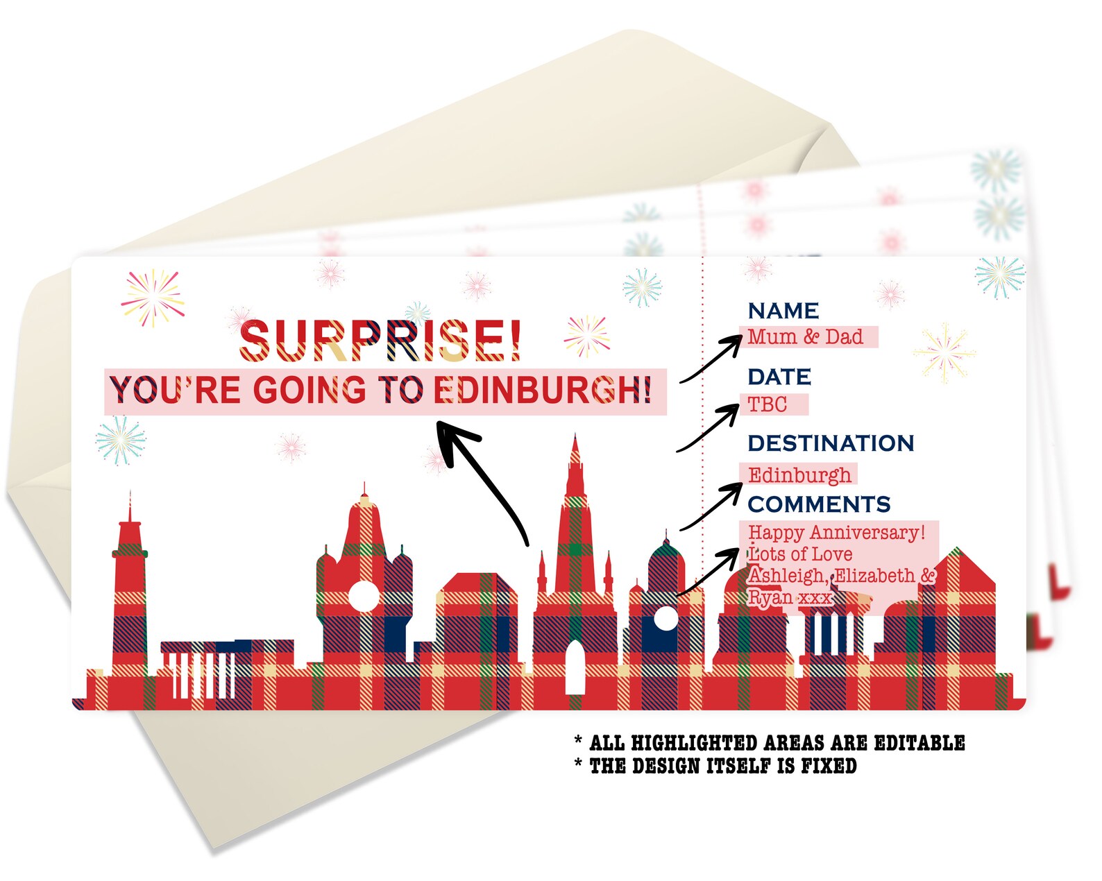 Surprise Trip Edinburgh Break Boarding Card Boarding Pass - Etsy