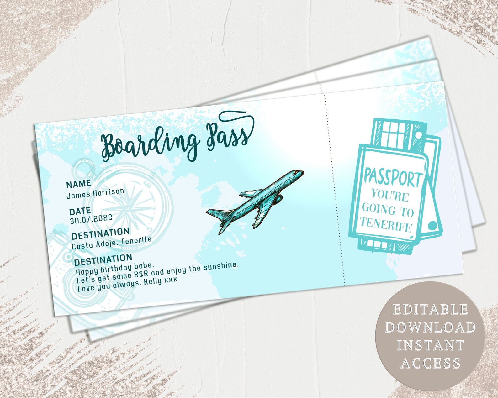 Printable Boarding Pass Boarding Card Plane Ticket Holiday - Etsy UK