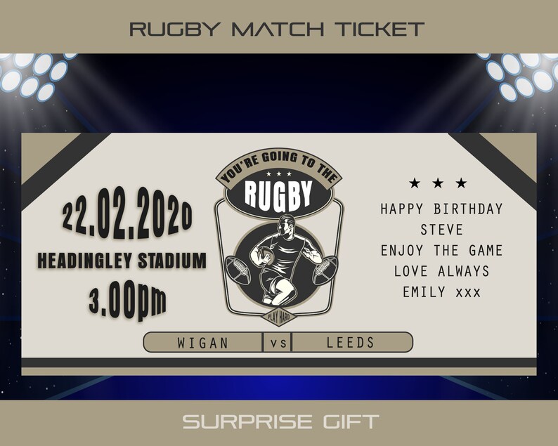 Ticket Template Rugby Ticket Rugby union Rugby league Tri | Etsy