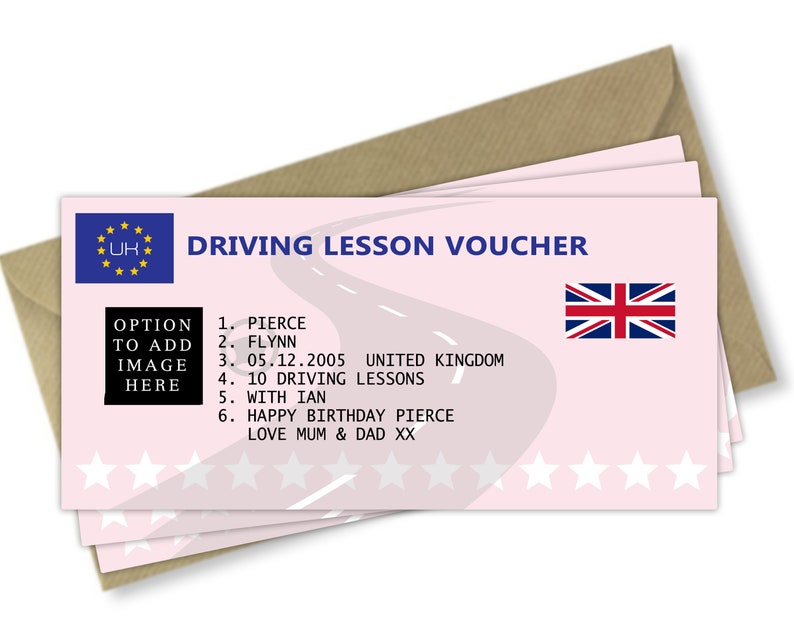 Voucher Template Driving Lesson Voucher Driving Gift 17th - Etsy