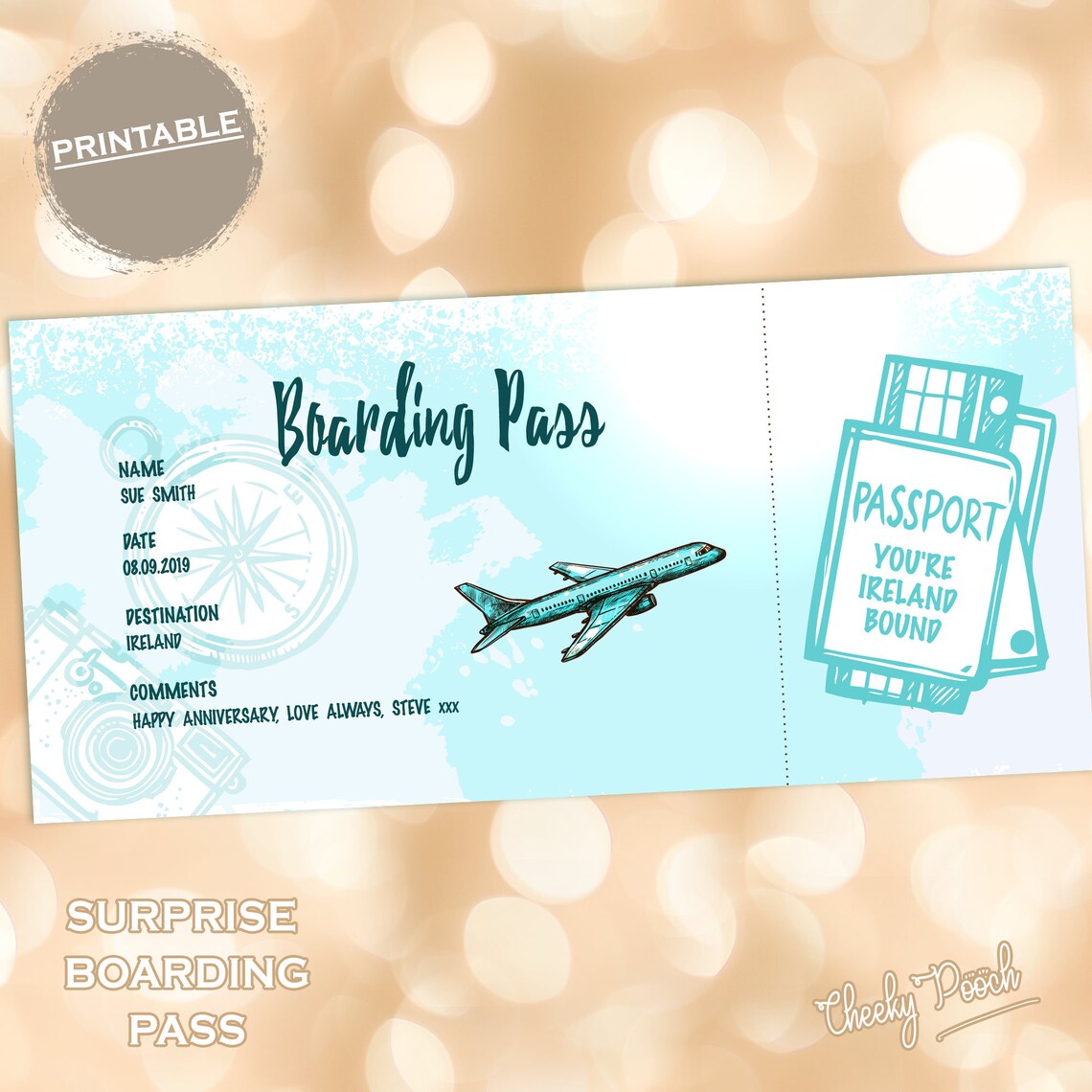 Druckbare Bordkarte Bordkarte Flugticket Urlaubskarte | Etsy