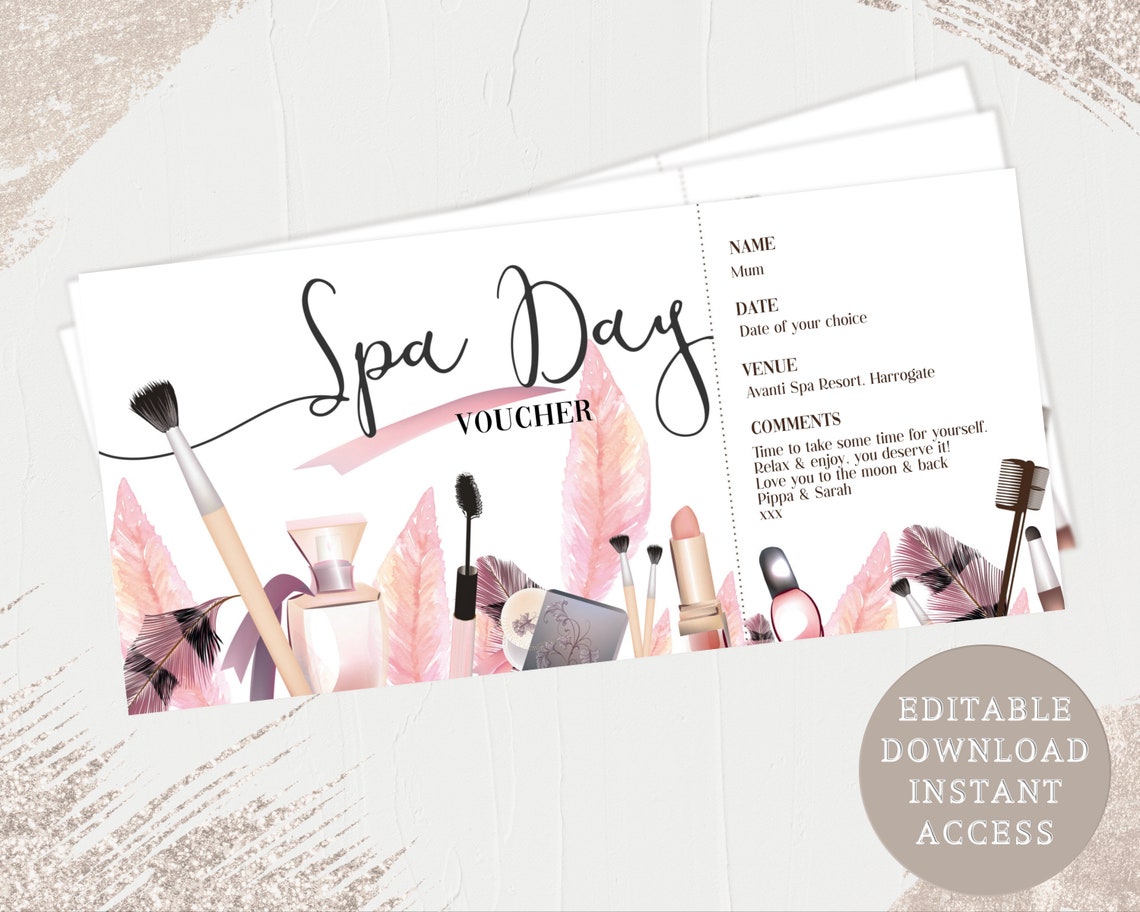 PRINTABLE Spa Day Voucher Spa Session Gift Voucher - Etsy