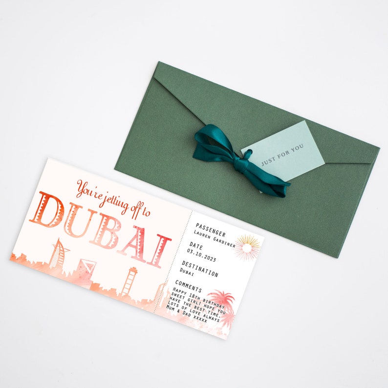 Surprise Trip, Dubai Holiday Break, Boarding Pass, Gift Voucher, Fake ...