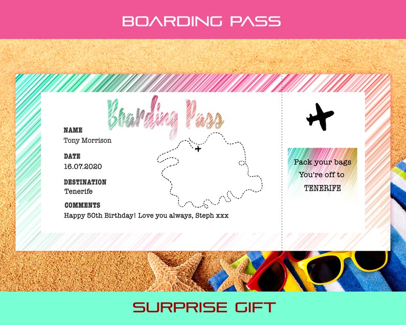 Tarjeta de embarque viaje sorpresa tarjeta de embarque | Etsy